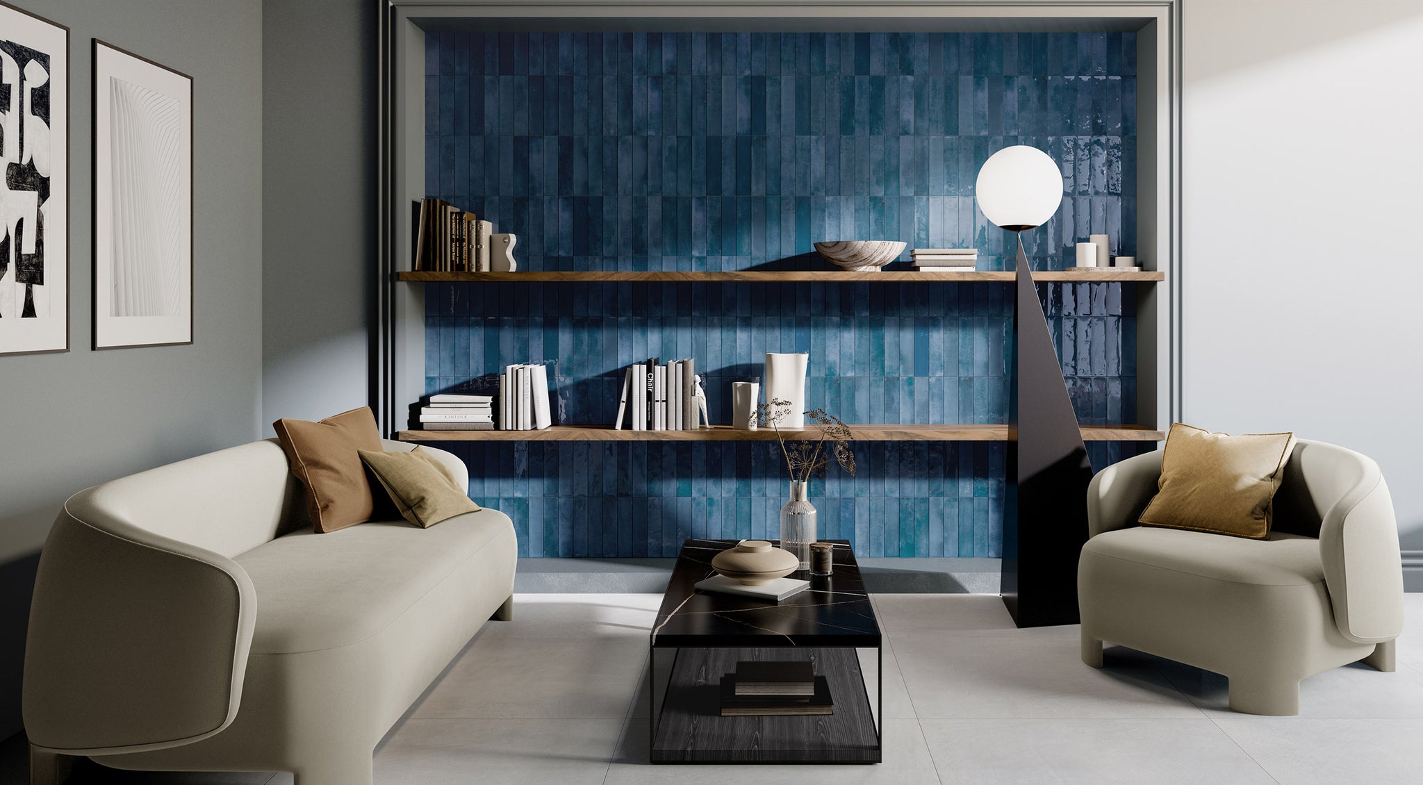 Mojave Blue Gloss Brick | FINN Tile Project