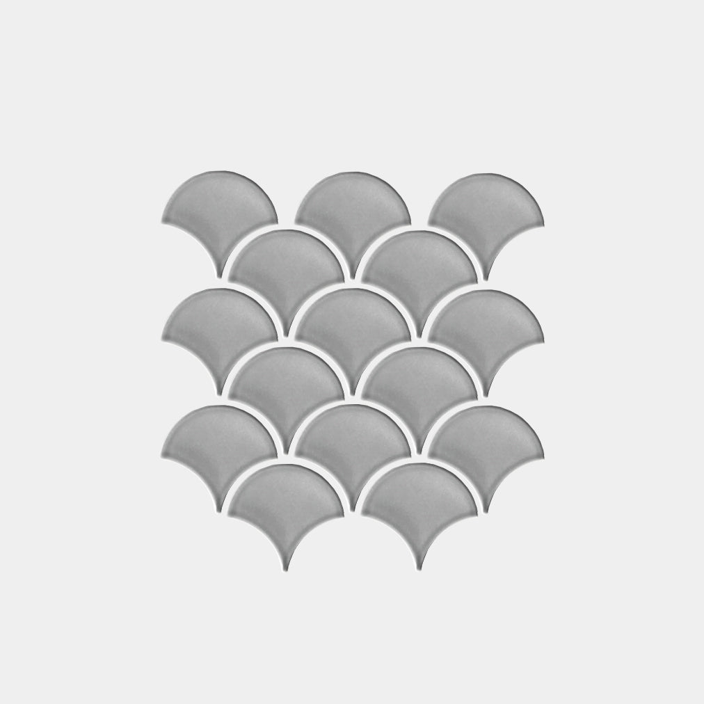 Fish Scale Ash Grey Mosaic Tile | FINN Tiles
